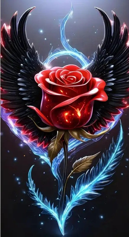 Enchanting red rose with Wings – CG Diamond Dot